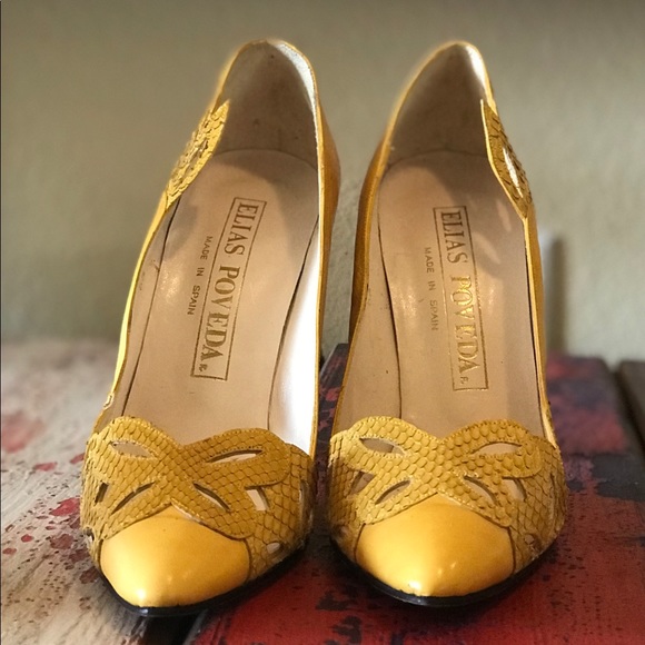 Elias Poveda | Shoes | Yellow Butterfly Cutout Heels | Poshmark